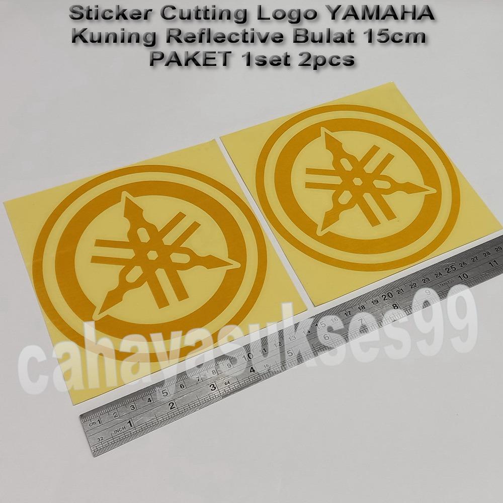 Sticker YAMAHA Bulat 15cm Kuning Reflective Cutting Sticker Body Motor ...