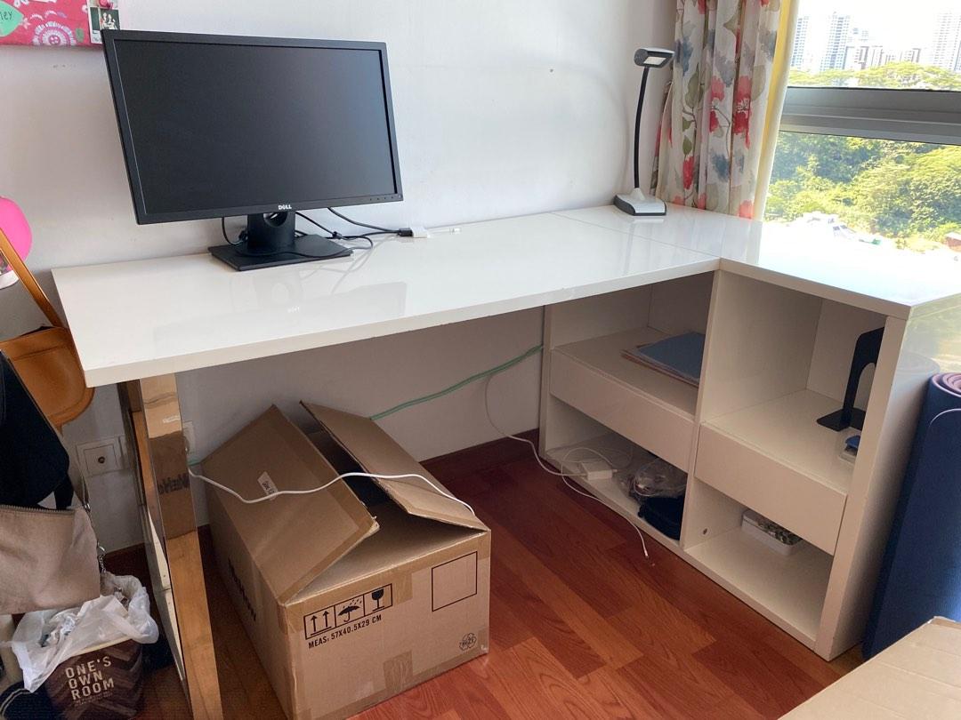 Study Desk, L-shaped, Furniture & Home Living, Furniture, Tables & Sets ...