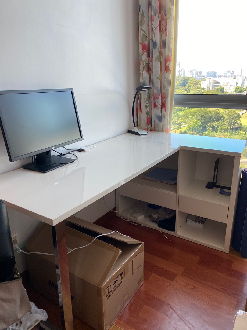 Study Desk, L-shaped, Furniture & Home Living, Furniture, Tables & Sets ...