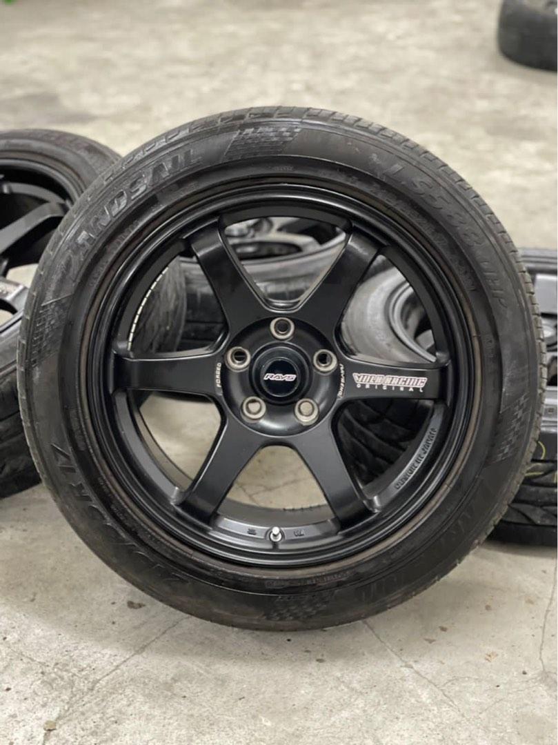 TE37 17 inch sport rim Estima tyre 70%, Auto Accessories on Carousell