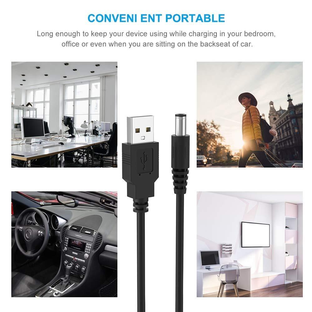 USB to DC Power Cable 5V Power Cord Universal Charging Cable 5.5x2.1mm ...