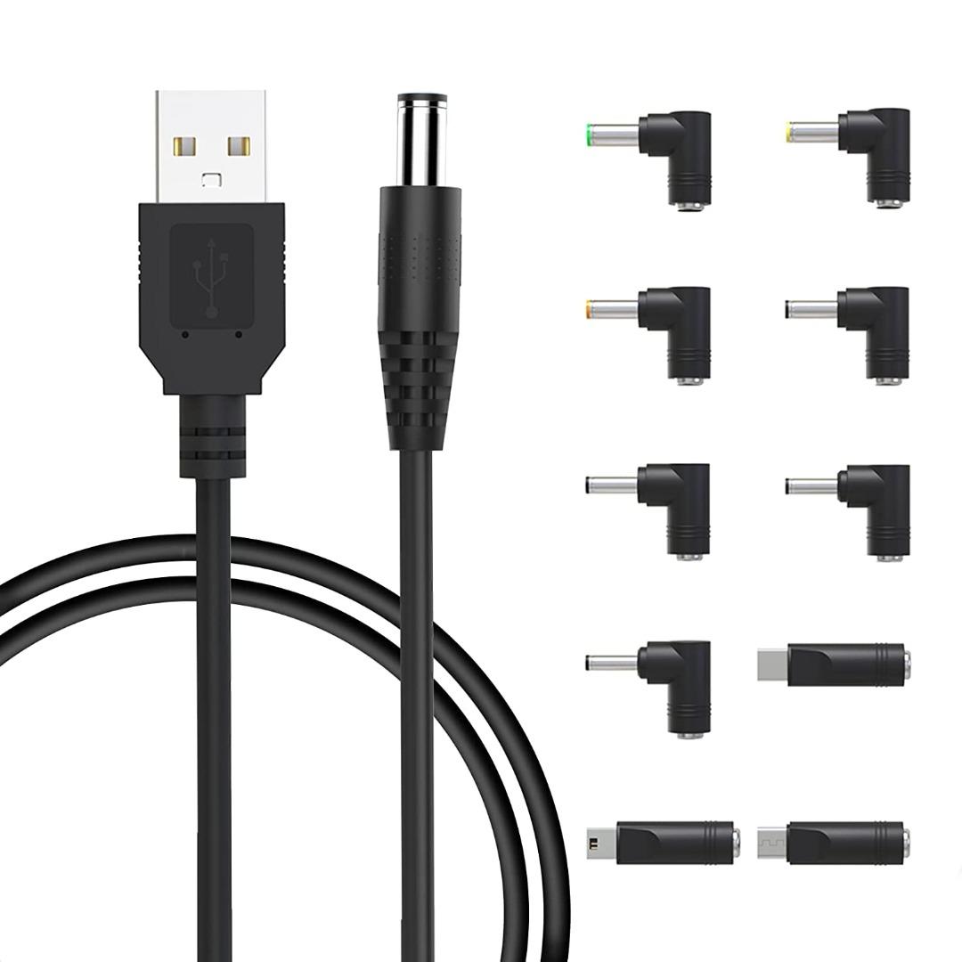 USB to DC Power Cable 5V Power Cord Universal Charging Cable 5.5x2.1mm ...