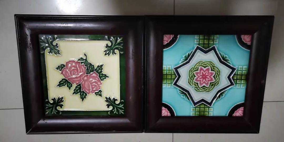Vintage Peranakan Tiles with frame, Hobbies & Toys, Memorabilia ...