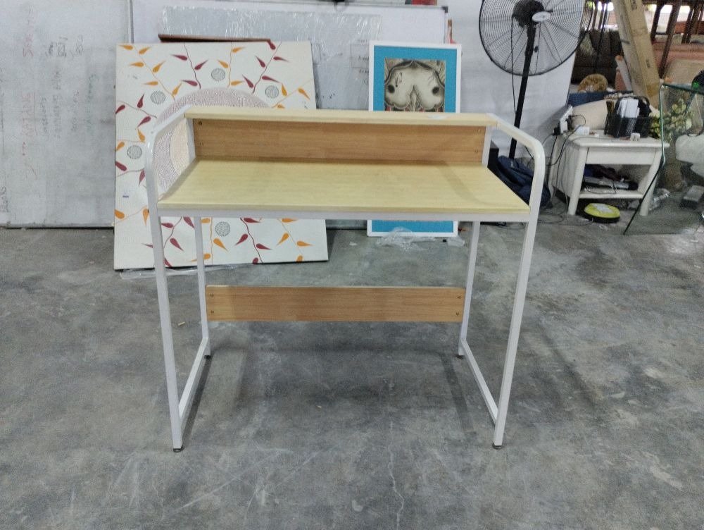 Wooden Metal Frame Study Table Light Brown Colour / Meja Belajar ...