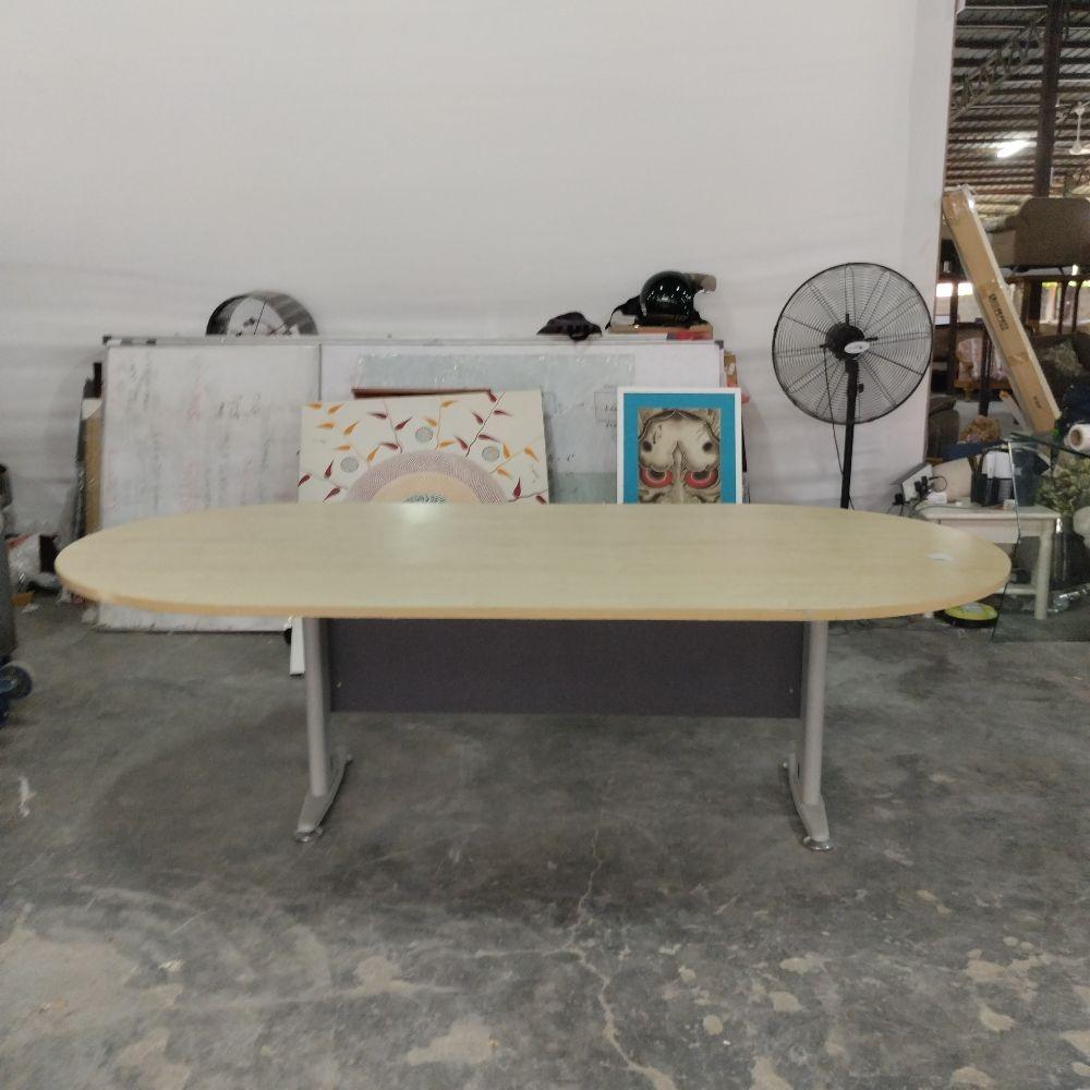 Wooden Oval Shape Office Meeting Table / Meja Mesyuarat Pejabat Bentuk ...