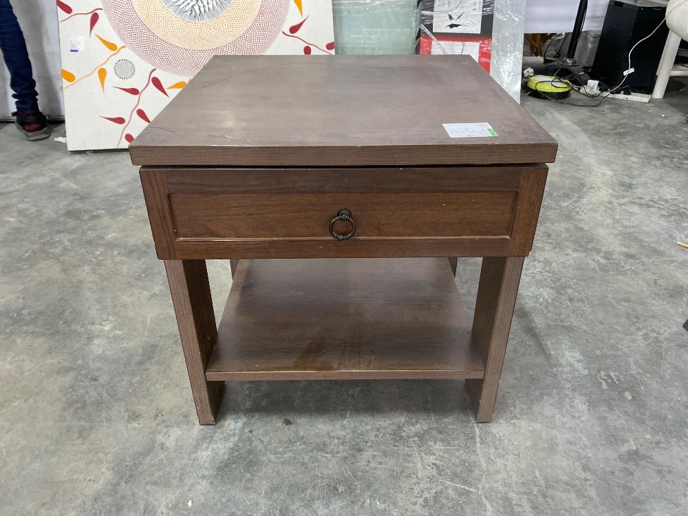 Wooden Side Table with 1 Drawer Brown Colour / Meja Sisi Kayu dengan 1 ...