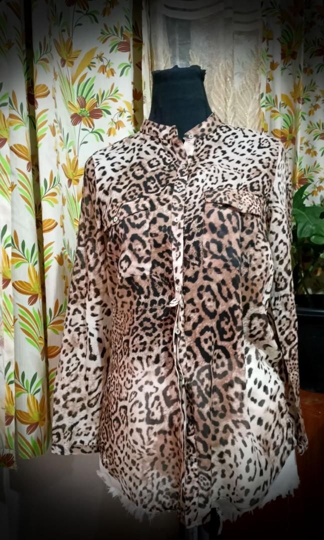Zara Leopard print top, Women's Fashion, Tops, Longsleeves on Carousell