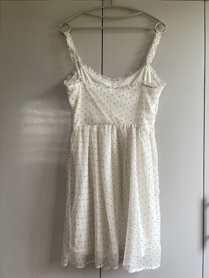 Zara White Chiffon Frilled Polka Dots Dress (Fairycore Aesthetic), Women's Fashion, Dresses ...