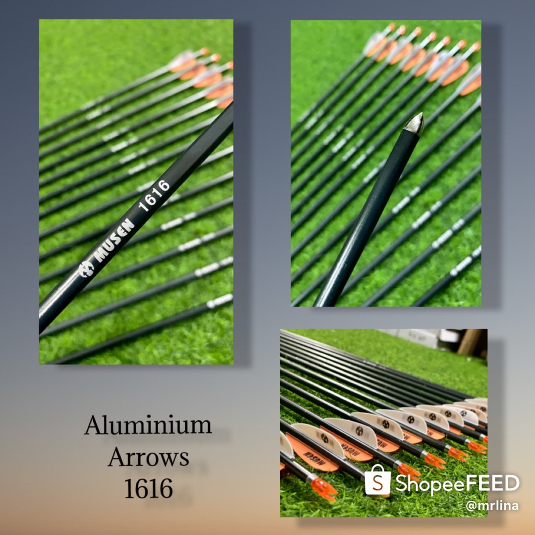 12pcs Archery Aluminium Shaft COMPLETE, Sports Equipment, Other Sports ...
