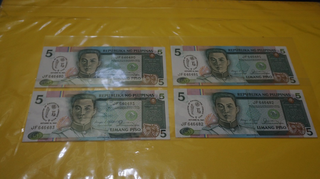 5 Piso NDS Commemorative Banknote - Lorenzo (4 PCS), Hobbies & Toys ...