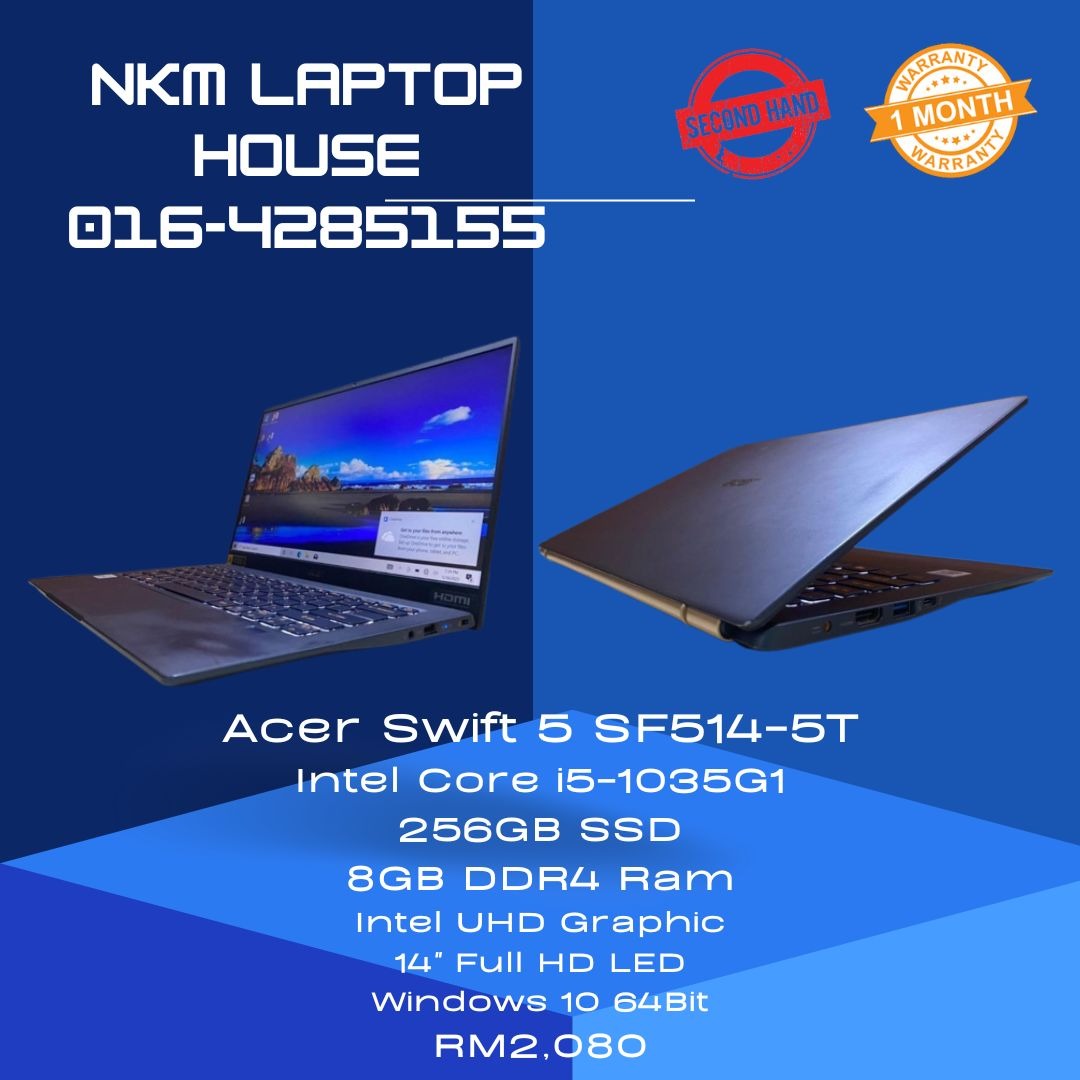 Acer Swift 5 SF514-5T,i5 10th, Ultra Slim Latpop, Computers & Tech, Laptops & Notebooks on Carousell