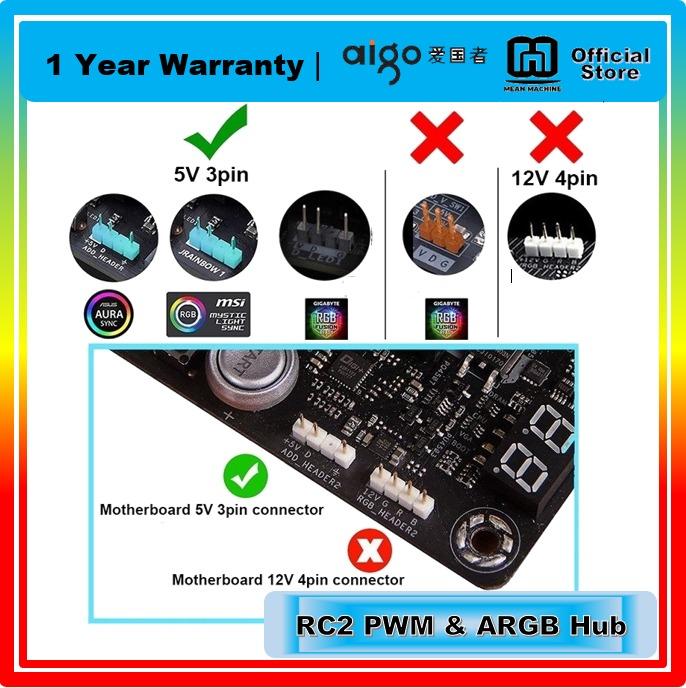 AIGO DARKFLASH RC2 addressable Controller Hub with PWM (6 x PWM + 6 x ...