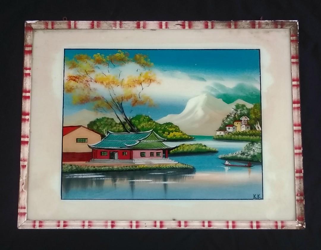 Antik reverse painted scenery frame 60s, Hobbies & Toys, Collectibles ...