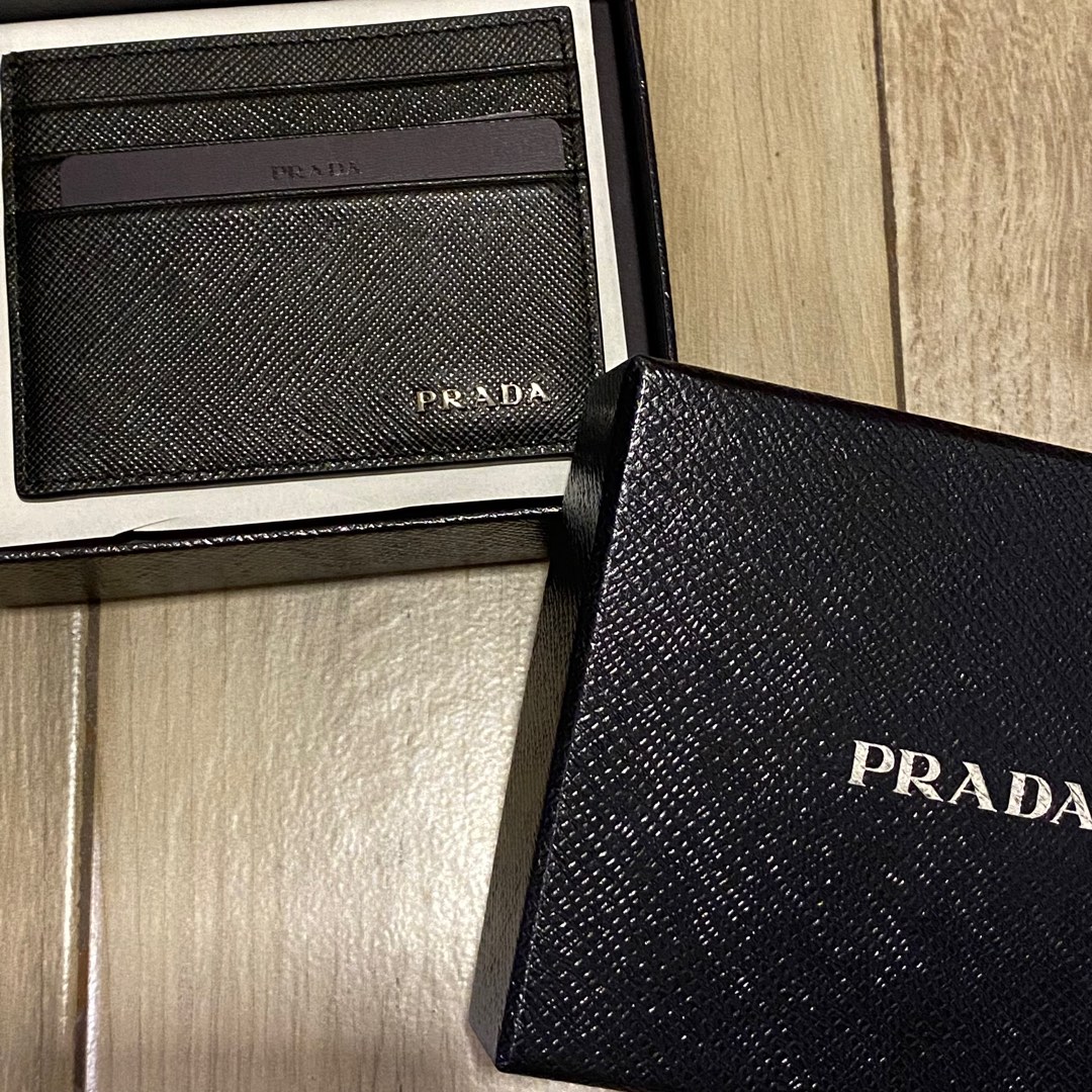 Brand New and Authentic Prada Leather Saffiano Leather Card Holder Two ...