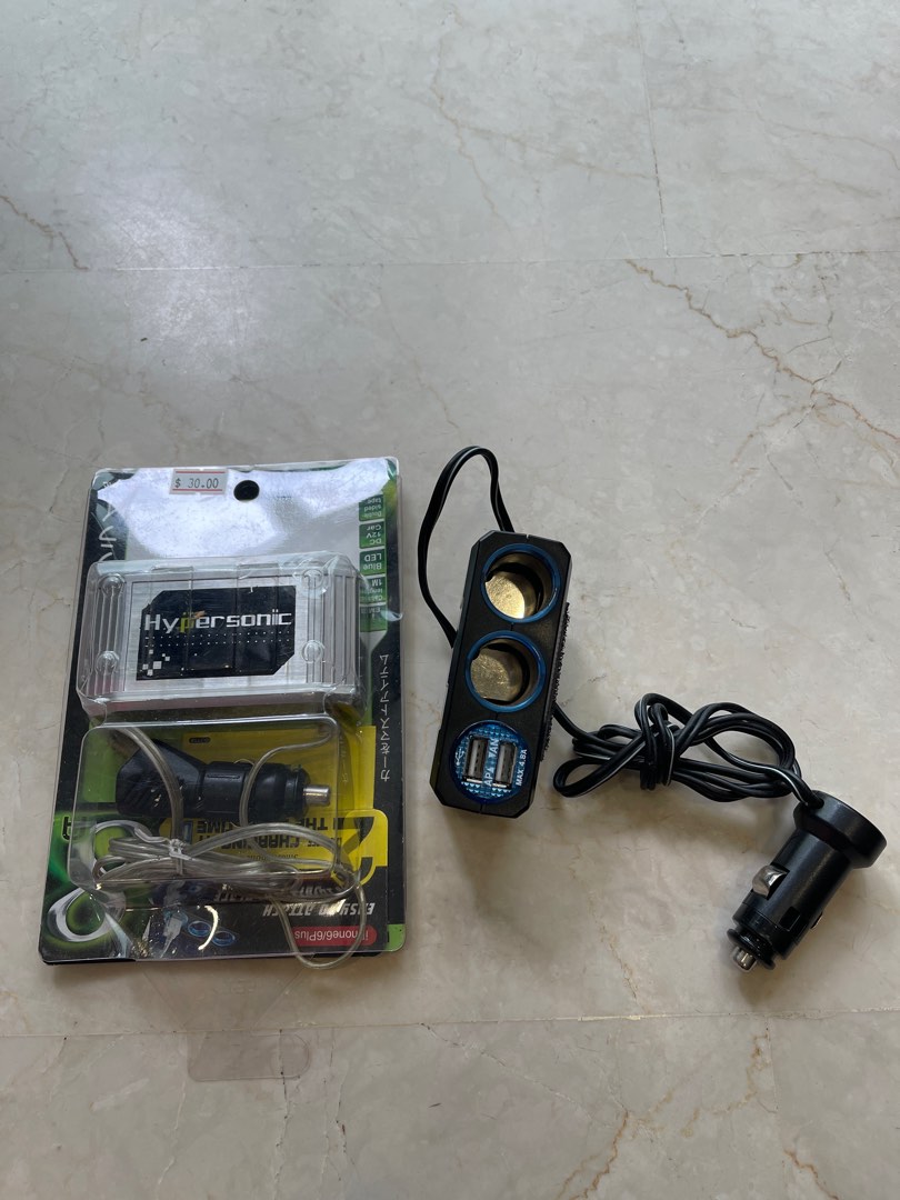 Car cigarette plug extension and 2x 4.8A max USB charger x 2 sets, Car ...