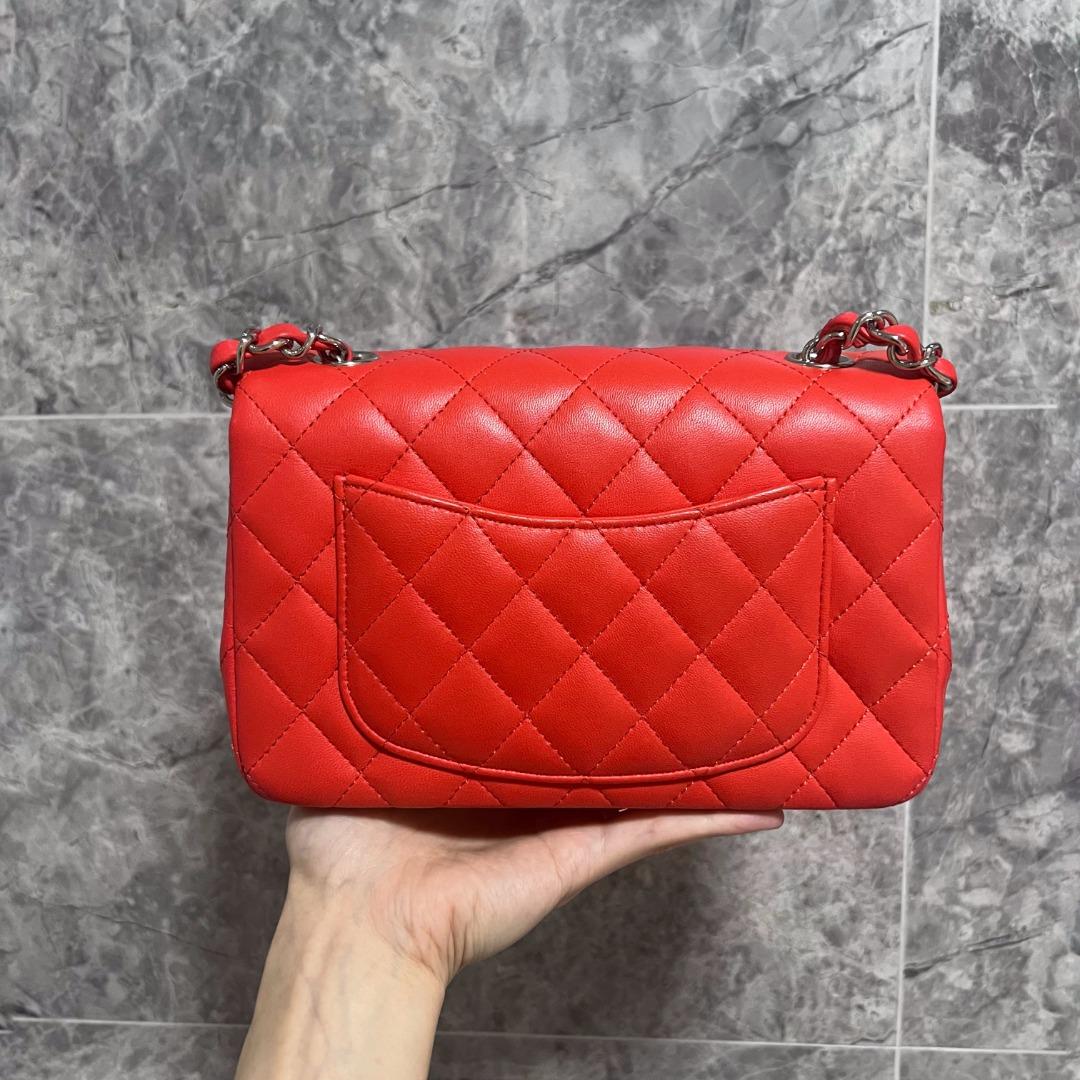 Chanel Rectangular Mini Classic Flap CF Salmon Red No. 26, Luxury, Bags ...