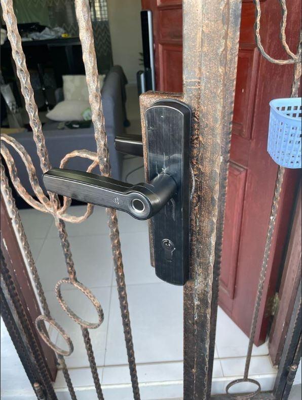 Digital Lock for HDB metal gate, Furniture & Home Living, Security ...