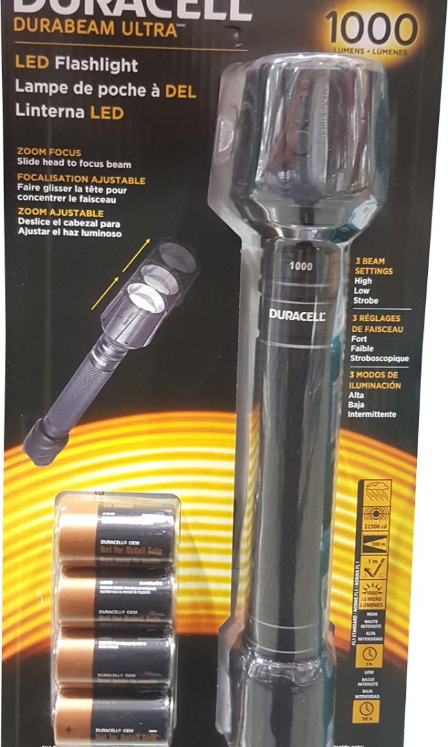 Duracell Durabeam Ultra LED Flashlight 1000 Lumens, Furniture & Home ...