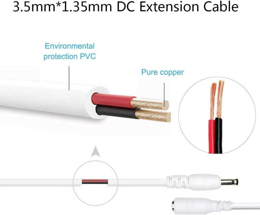 e DC Power Extension Cable, DC 5 Volt Power Male to Female Adapter ...