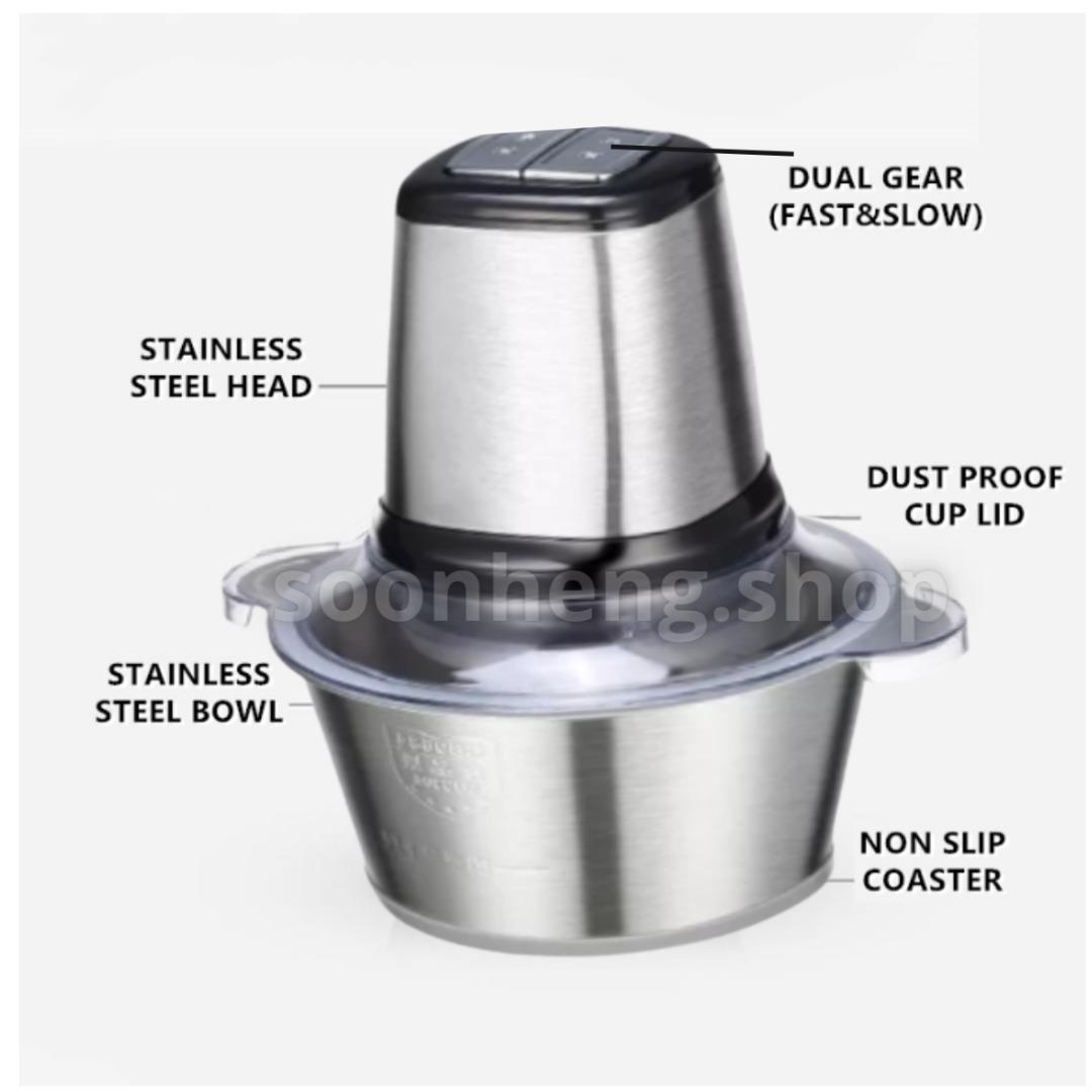 Electric Multifunction Food Chopper 250W 2L/ Glass 300W 2L/Stainless Steel 400W 3LMeat Grinder ...