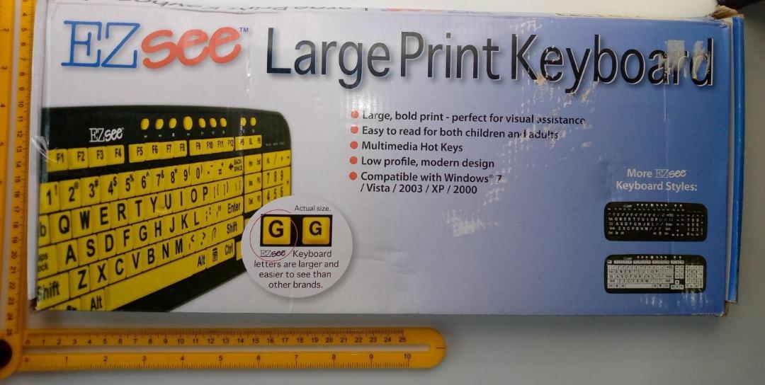 EZSEE Large Print Keyboard Bold Black Prints on Yellow Keys Keyboard ...