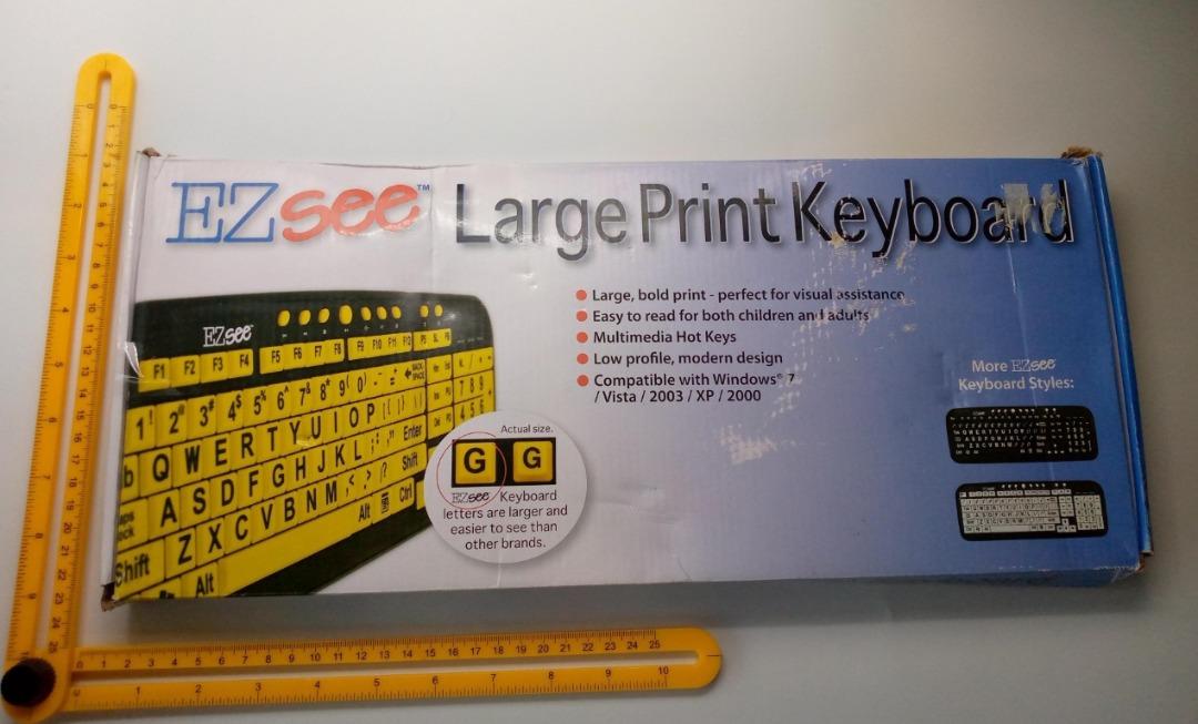 EZSEE Large Print Keyboard Bold Black Prints on Yellow Keys Keyboard ...