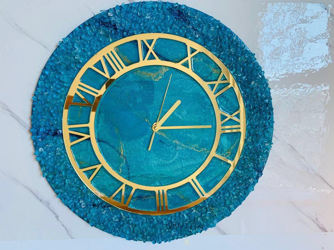 Geode resin art wall clock, Furniture & Home Living, Home Decor, Clocks ...