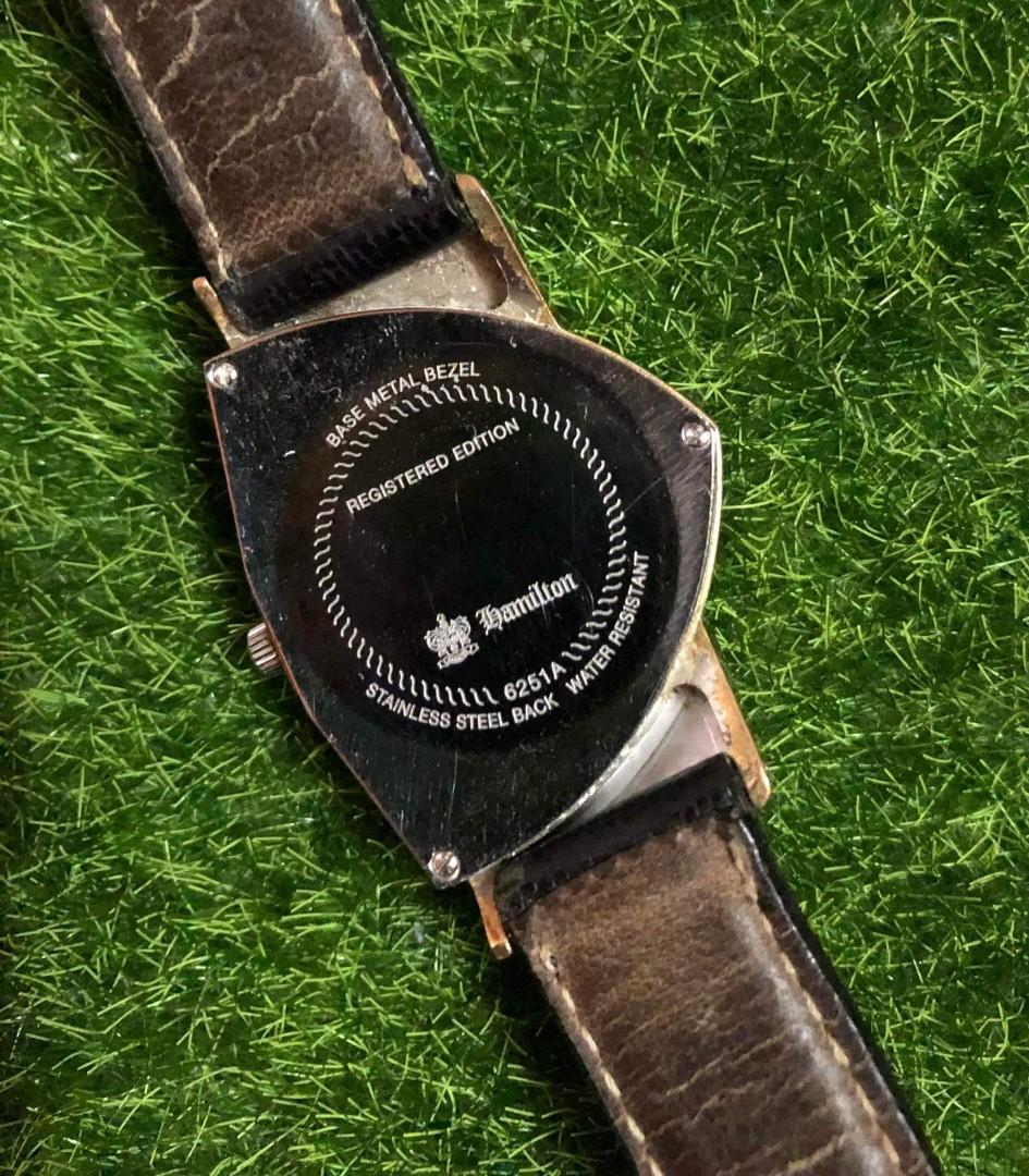 HAMILTON VENTURA REGISTERED EDITION QUARTZ GOLD PLATED BLACK DIAL ELVIS ...