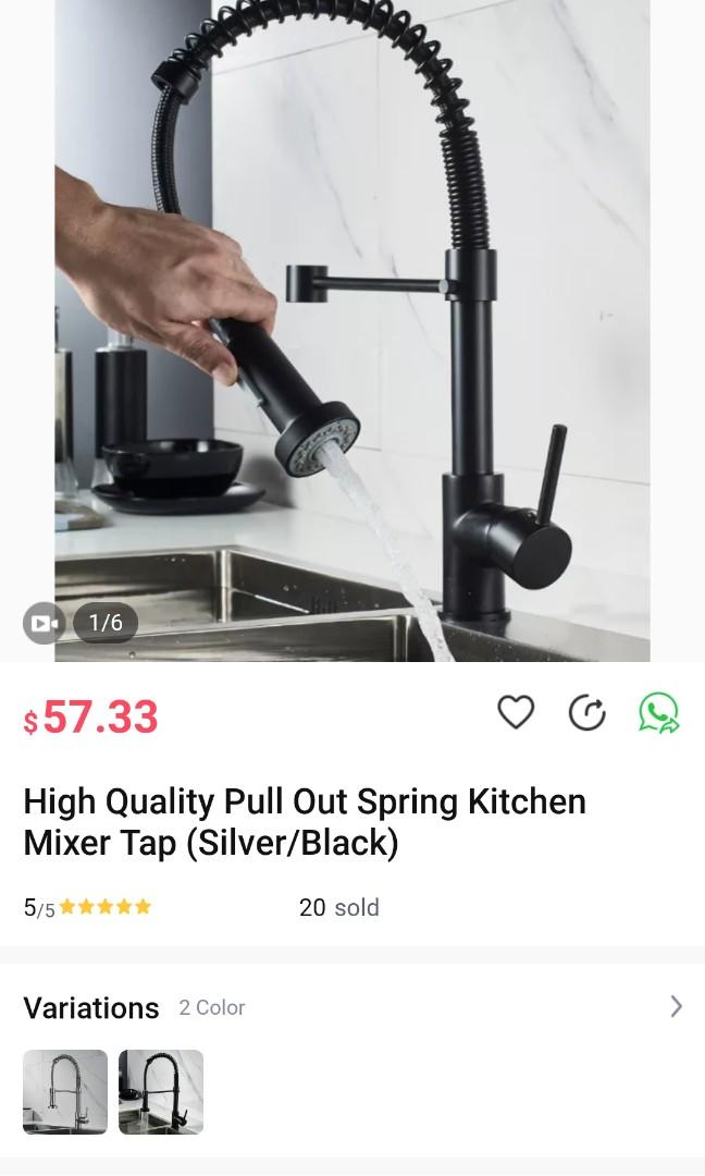 High quality pull out spring kitchen mixer tap, Furniture & Home Living ...