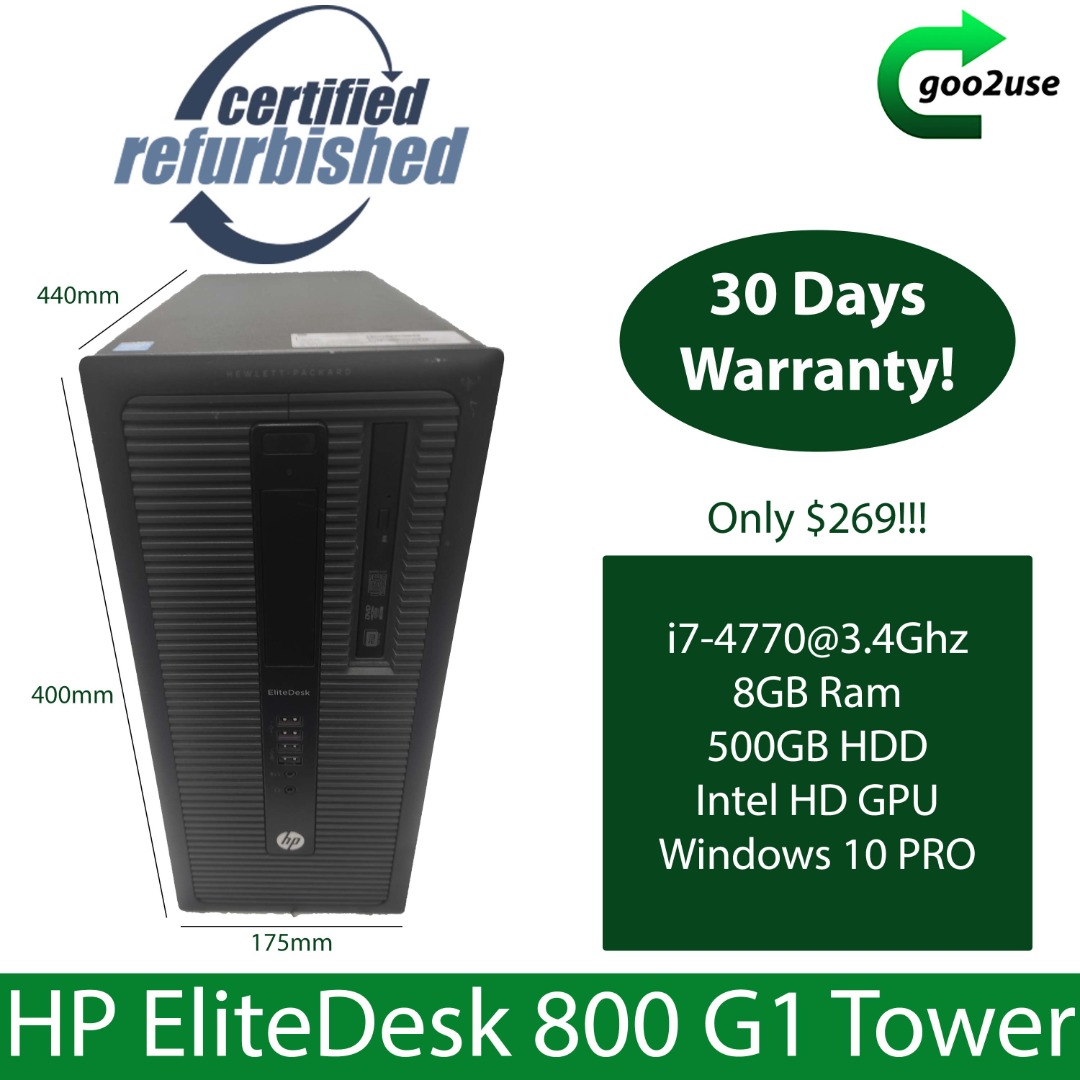 HP i7-4770@3.4Ghz EliteDesk 800 G1 Tower Desktop Computer, Computers ...