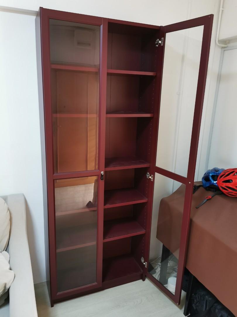 Ikea Billy Bookcase with full glass door, Furniture & Home Living ...