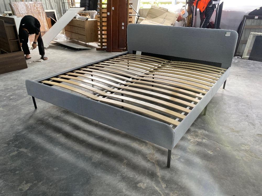 IKEA SLATTUM King Size Fabric Bed Frame Grey Colour / IKEA SLATTUM Rangka Katil Fabrik Saiz King ...