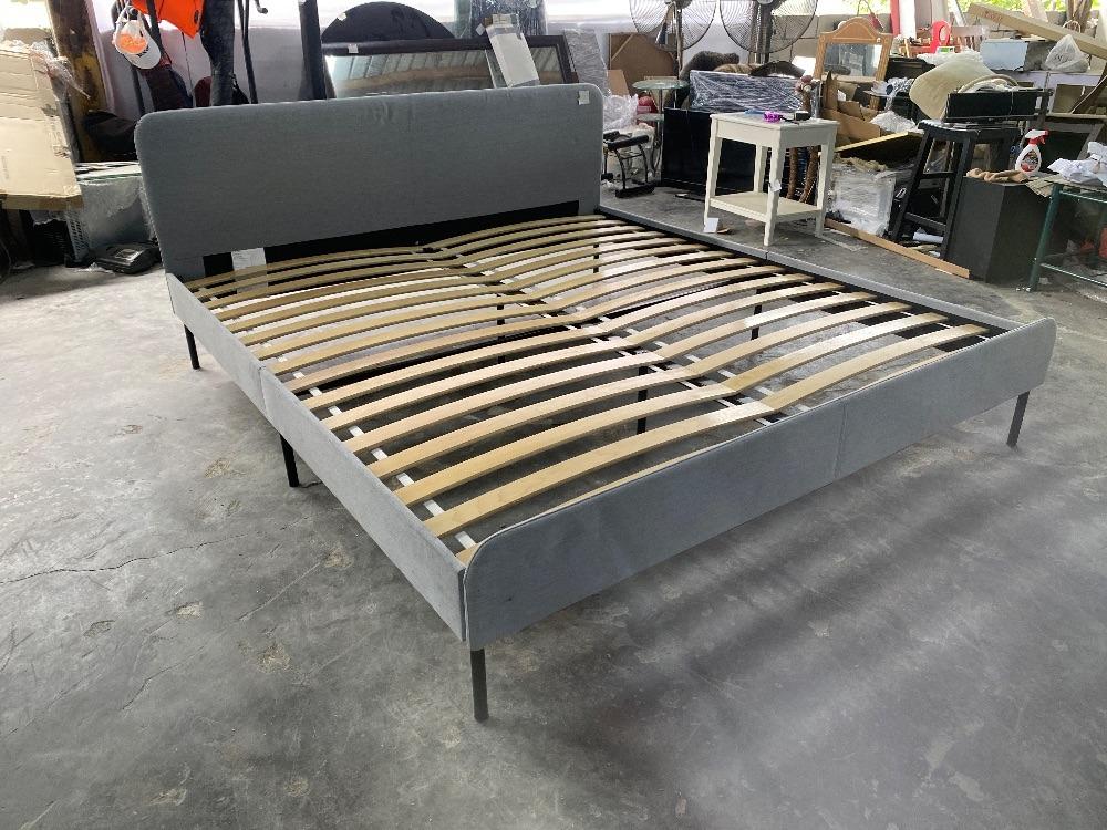 IKEA SLATTUM King Size Fabric Bed Frame Grey Colour / IKEA SLATTUM Rangka Katil Fabrik Saiz King ...