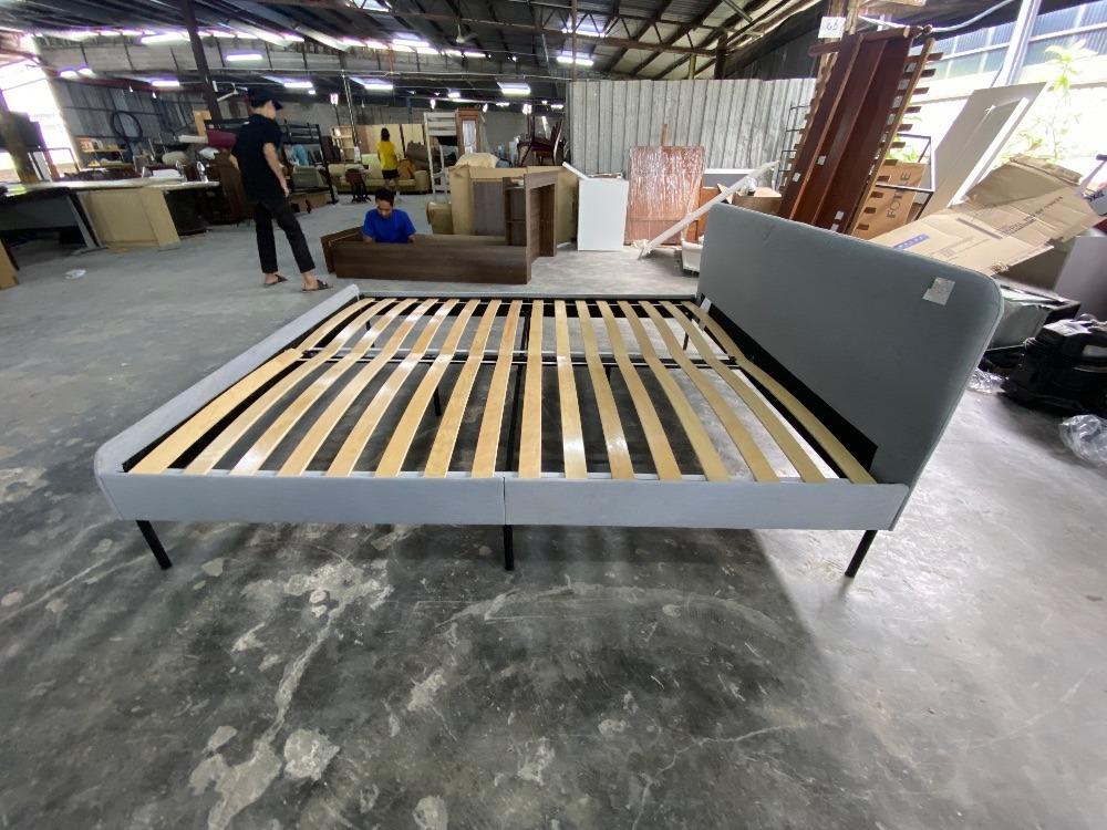 IKEA SLATTUM King Size Fabric Bed Frame Grey Colour / IKEA SLATTUM Rangka Katil Fabrik Saiz King ...