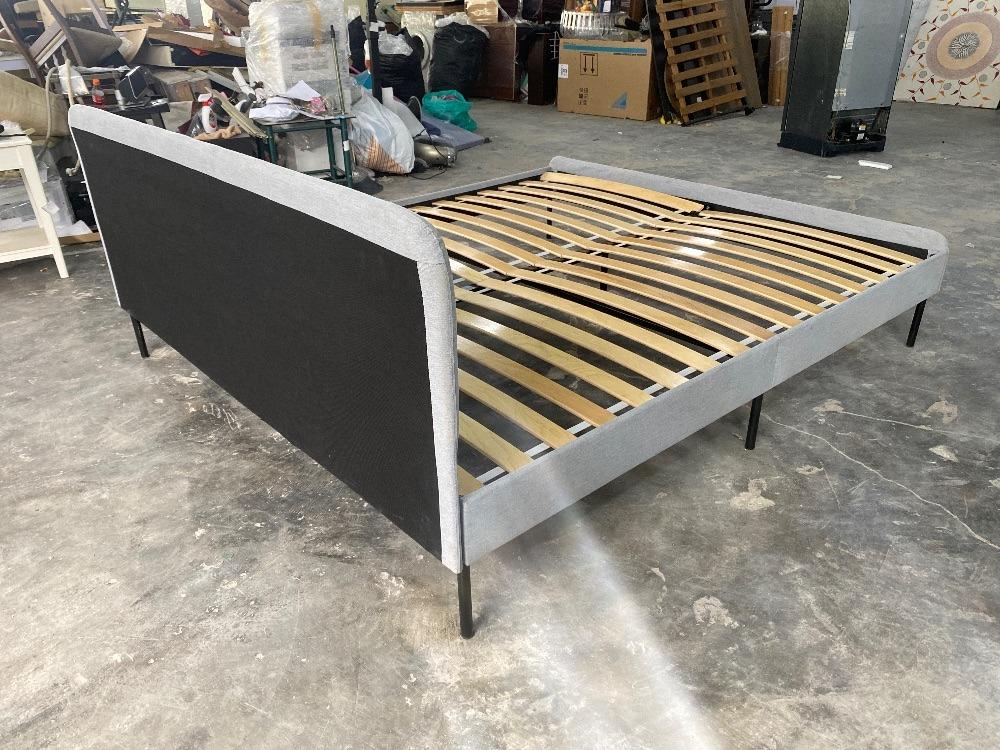 IKEA SLATTUM King Size Fabric Bed Frame Grey Colour / IKEA SLATTUM Rangka Katil Fabrik Saiz King ...