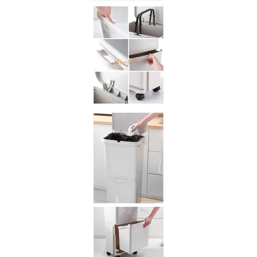 Large 2-Tier Sorting Dustbin with Lid/Kitchen Double Layer, Furniture ...