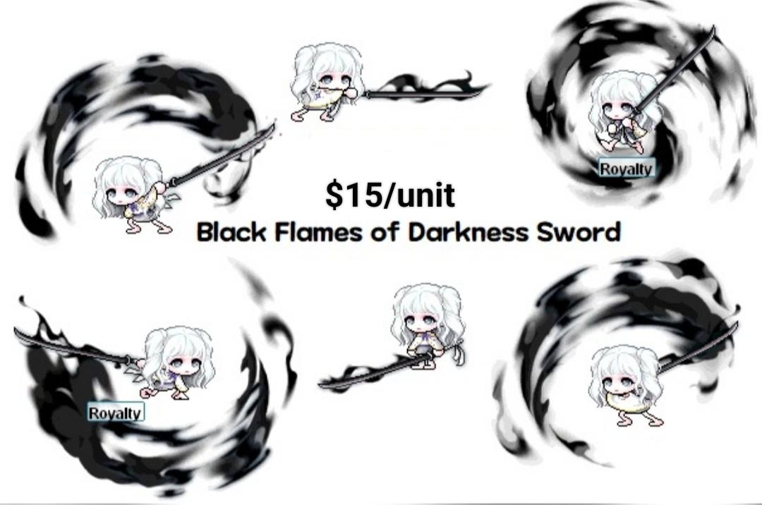 MapleSea Black Flames of Darkness Sword, Video Gaming, Gaming ...