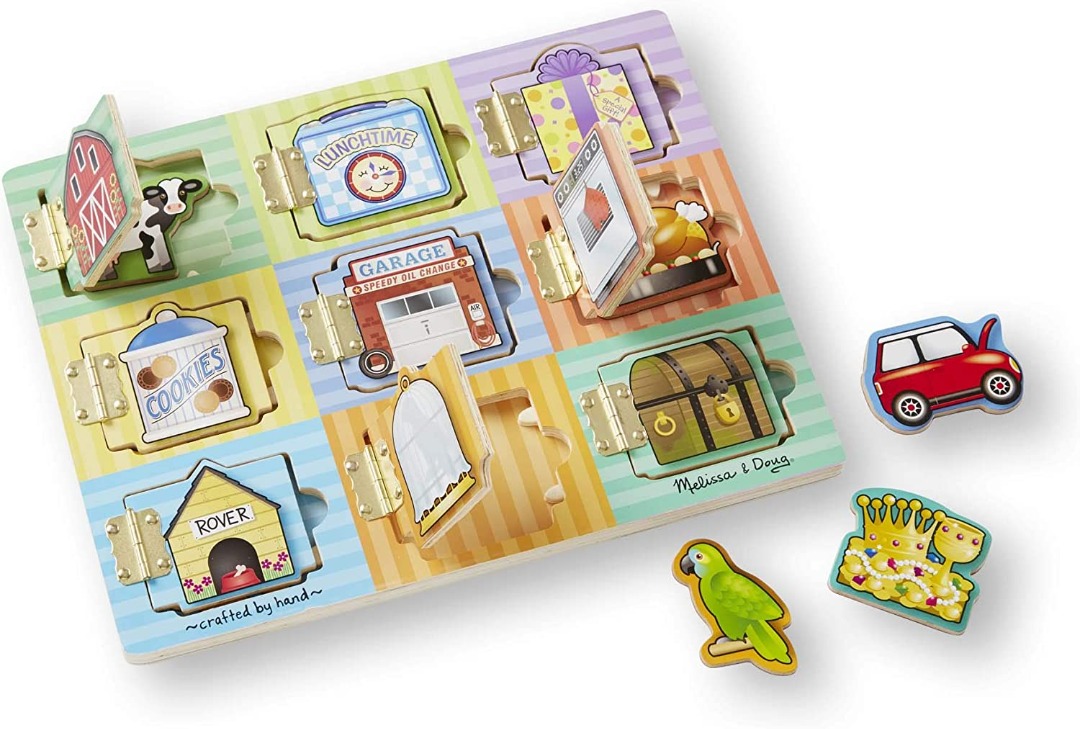 Melissa & Doug Hide and Seek Wooden Activity Board With Wooden Magnets ...