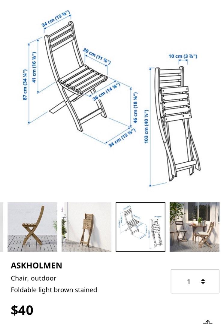 Ikea ASKHOLMEN Outdoor Table and two chairs, Furniture & Home Living ...