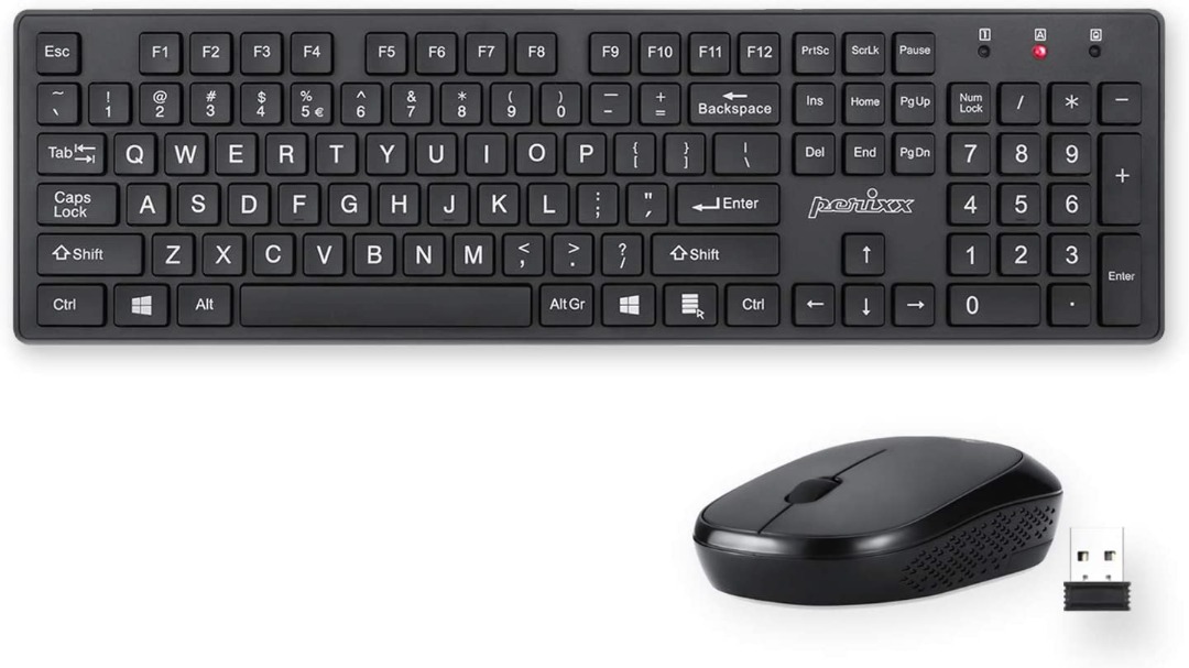 Perixx PERIDUO-717 Wireless Standard Keyboard and Mouse Combo-Set with ...
