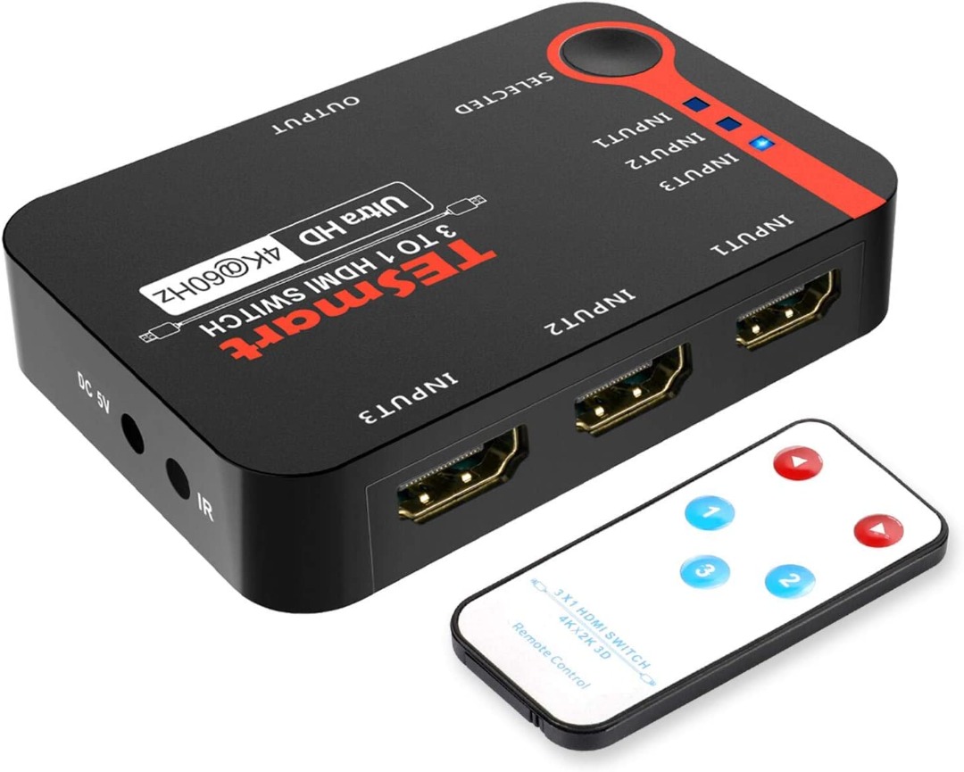 TESmart 3x1 HDMI Switch 3 In 1 Out 4K@60Hz, HDMI Switcher CEC ...