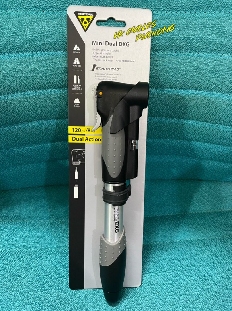 TOPEAK MINI DUAL DXG GAUGE 120psi Hand Pump Bicycle with Gauge 120psi ...