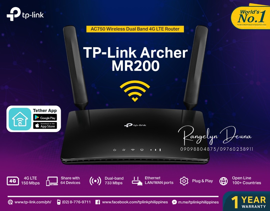 TP-LINK TL-MR200 AC750 Wireless Dual Band 4G LTE Router, Computers ...