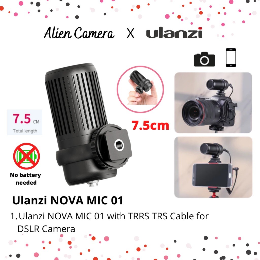 Ulanzi NOVA MIC 01 with TRRS TRS Cable for DSLR Camera, Audio, Microphones on Carousell
