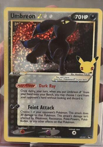 UMBREON Gold Star Pokemon Celebrations 25th Anniversary Holo 17/17 ...