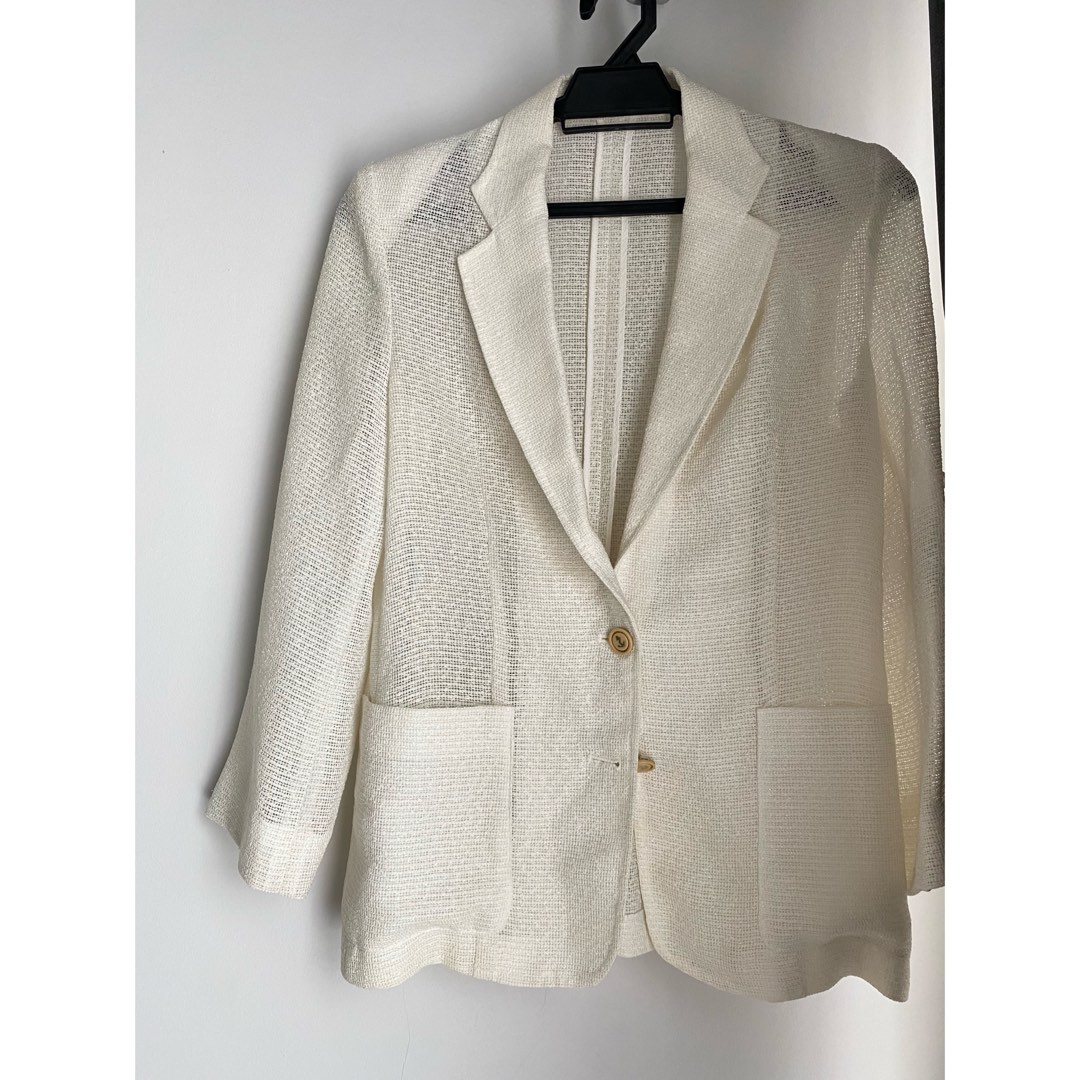 Unique off-white blazer - mesh style, Women's Fashion, Coats, Jackets ...