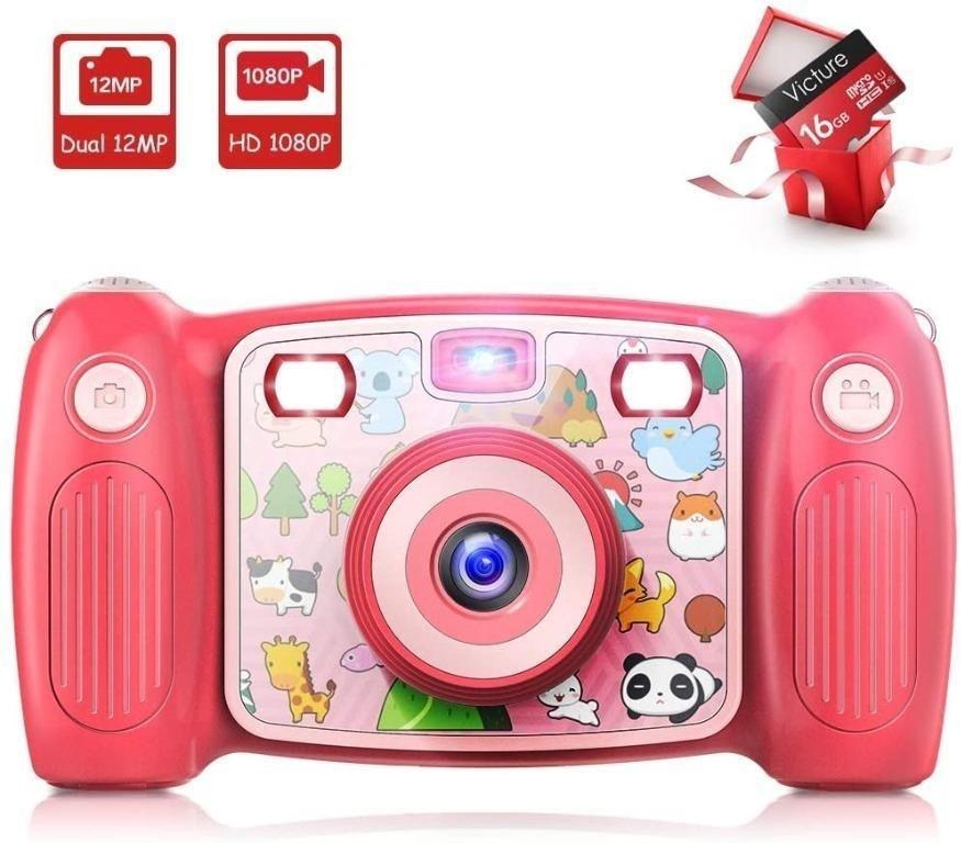 Victure 12-inch HD 1080P Rechargeable Digital Children's Camera with 2 ...