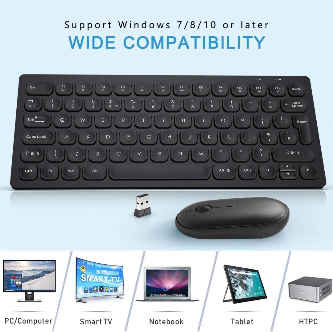 WisFox Keyboard Mouse Set Wireless 2.4 GHz Silent Ultra Thin Advanced ...
