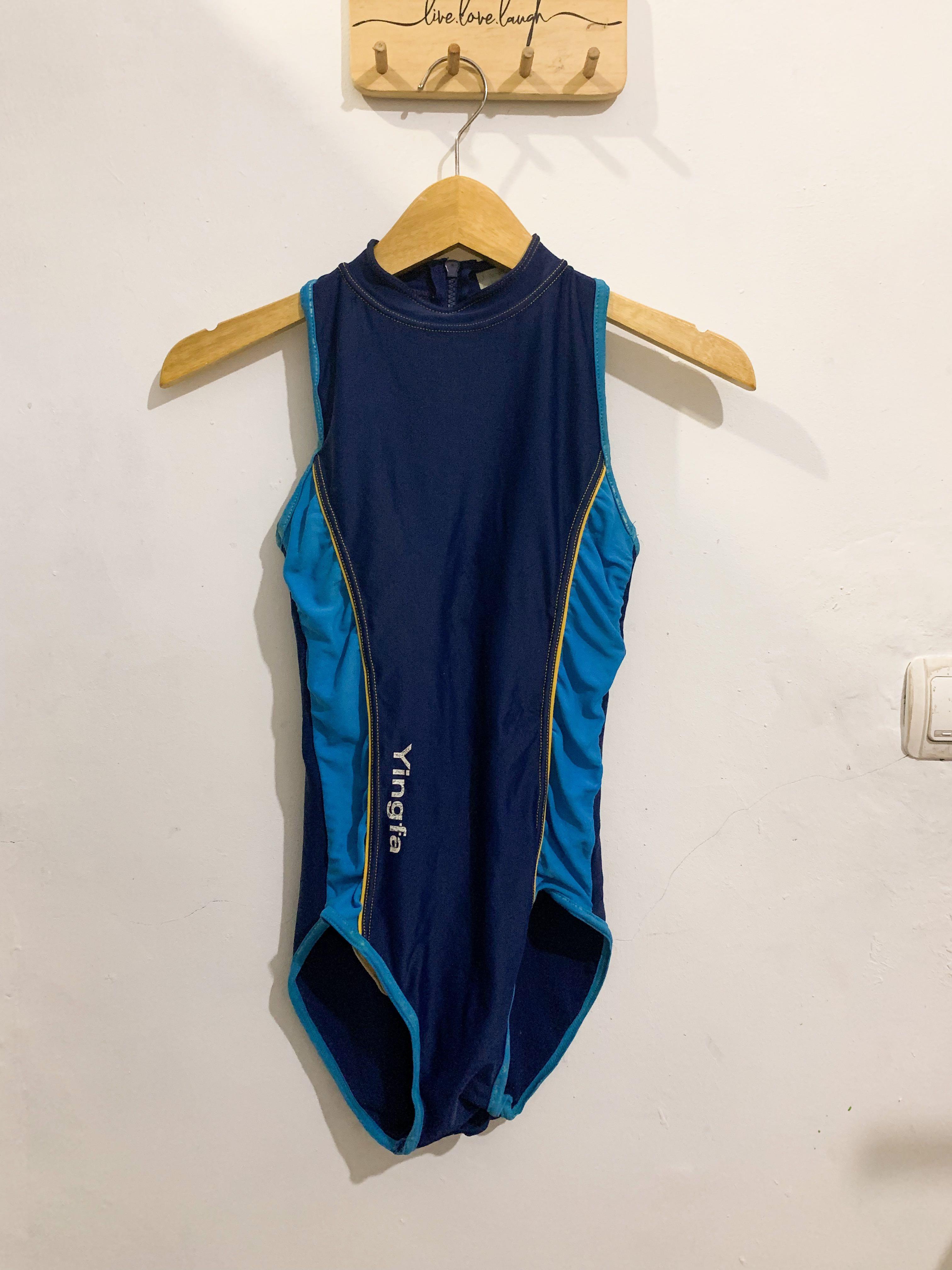 Yingfa swimsuit navy turtle neck, Olah Raga, Baju Olahraga di Carousell
