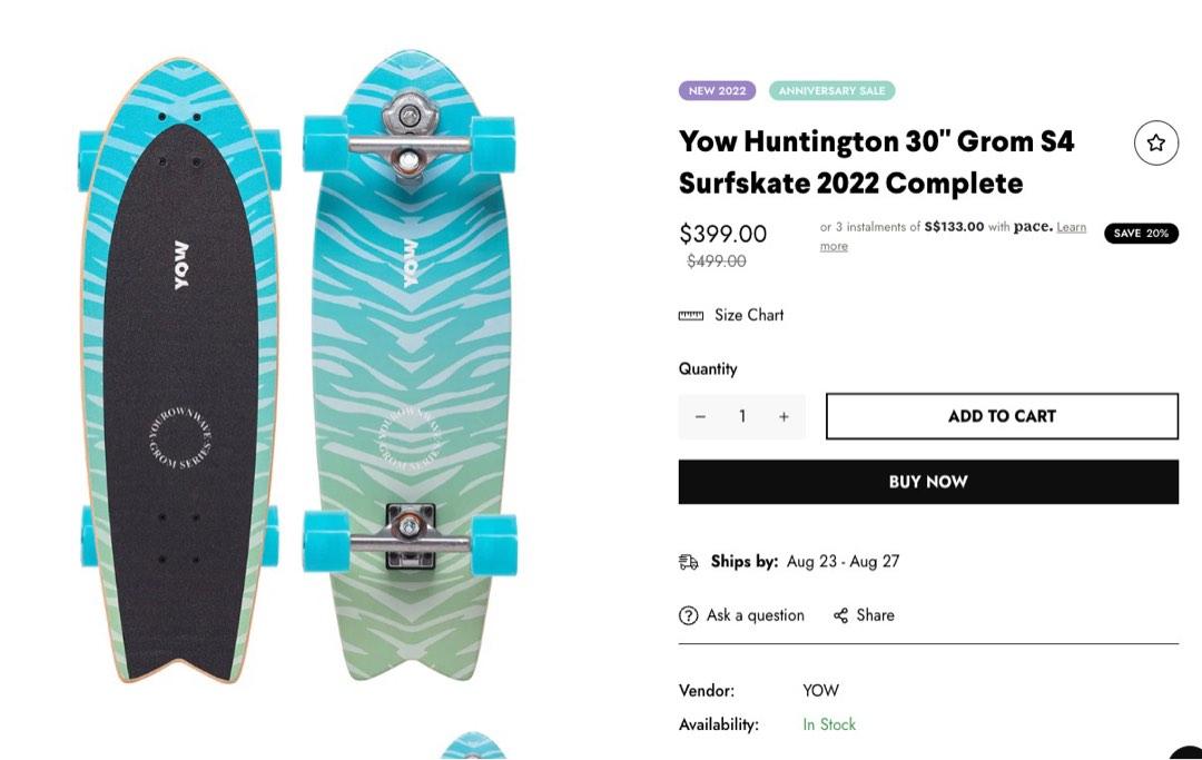Yow Huntington 30 Surfskate, Sports Equipment, Sports & Games, Skates ...